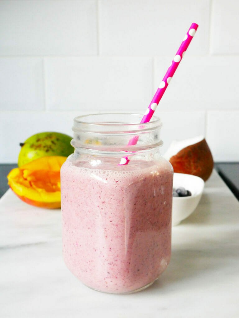 The BEST tasting mango blueberry smoothie recipe - No Fuss Kitchen